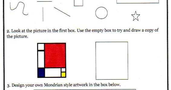 Art Sub Lessons: Mondrian Inspired - Art Sub Plans Worksheet