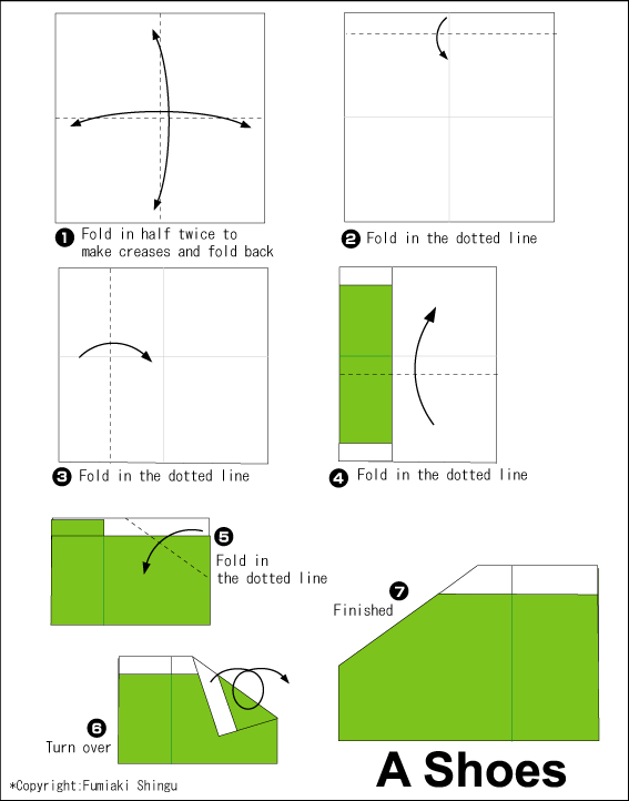 Shoes - Easy Origami instructions For Kids