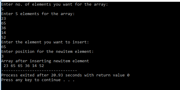 Insert an Element at Specific Position in Array in C Program Insert an Element at Specific Position in Array in C Program