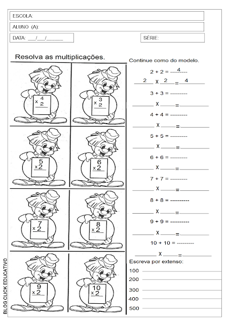 EDUCASIM: ATIVIDADES DE MULTIPLICAÇÃO E DIVISÃO PARA O 2º ANO