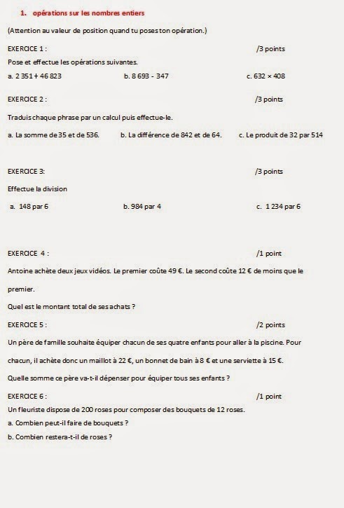 Apprenons ensemble: DEVOIR DE VACANCES - MATHS