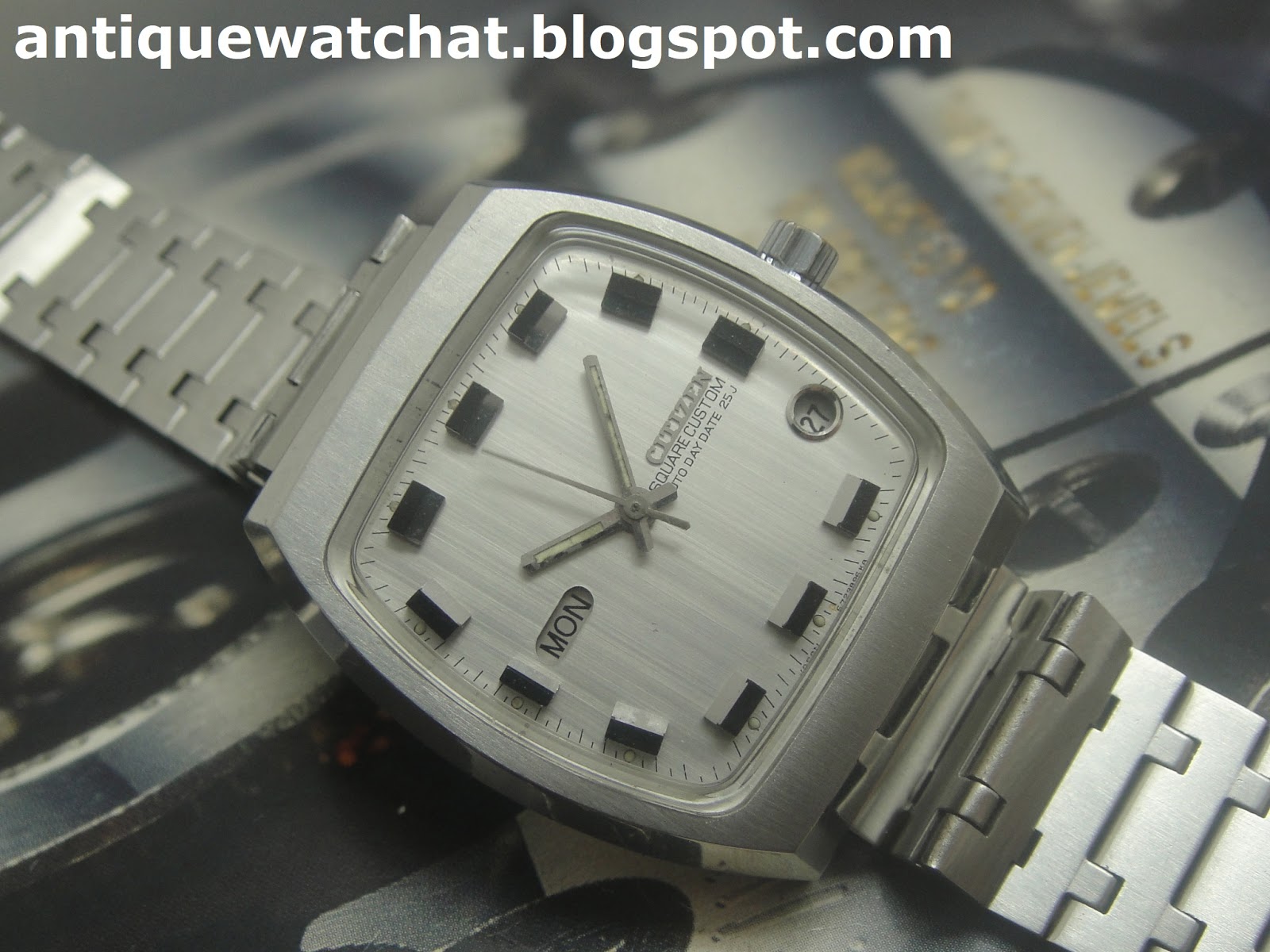 Antique Watch Bar: CITIZEN SQUARE CUSTOM AUTO DAY DATE 25 JEWELS ...