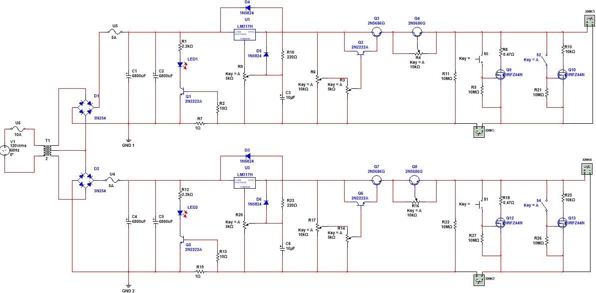 Fuente Dual Regulable 30V-5A Con Diagrama Esquematico