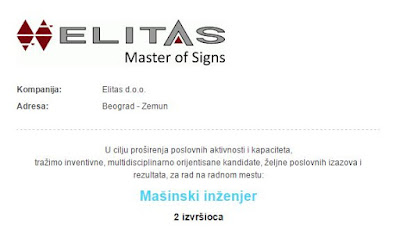 Zapošljavanje: Mašinski inženjer