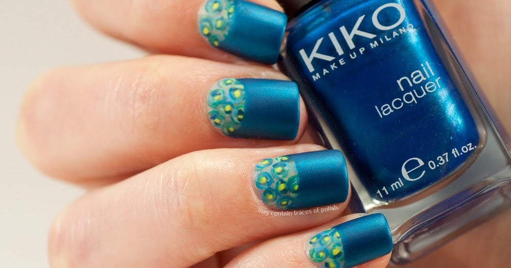 Half moon abstract flower nail art - May contain traces of polish