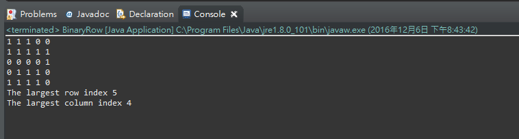 Largest row column in 5X5 matrix 8.10