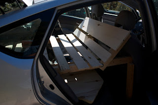 Tiger in our Car.: Building a bedframe in a Prius.