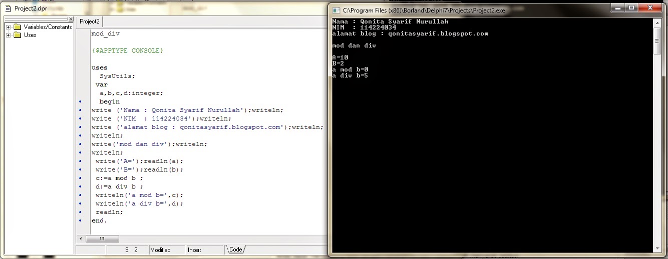 Penghitungan dengan Div Mod pada Delphi 7 | Delphi 7