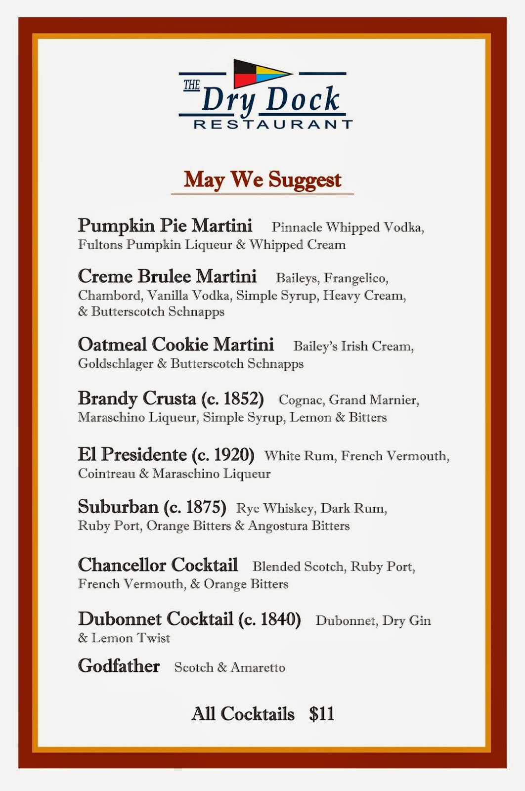 The Dry Dock Restaurant: Our Fall Drinks to Enjoy!