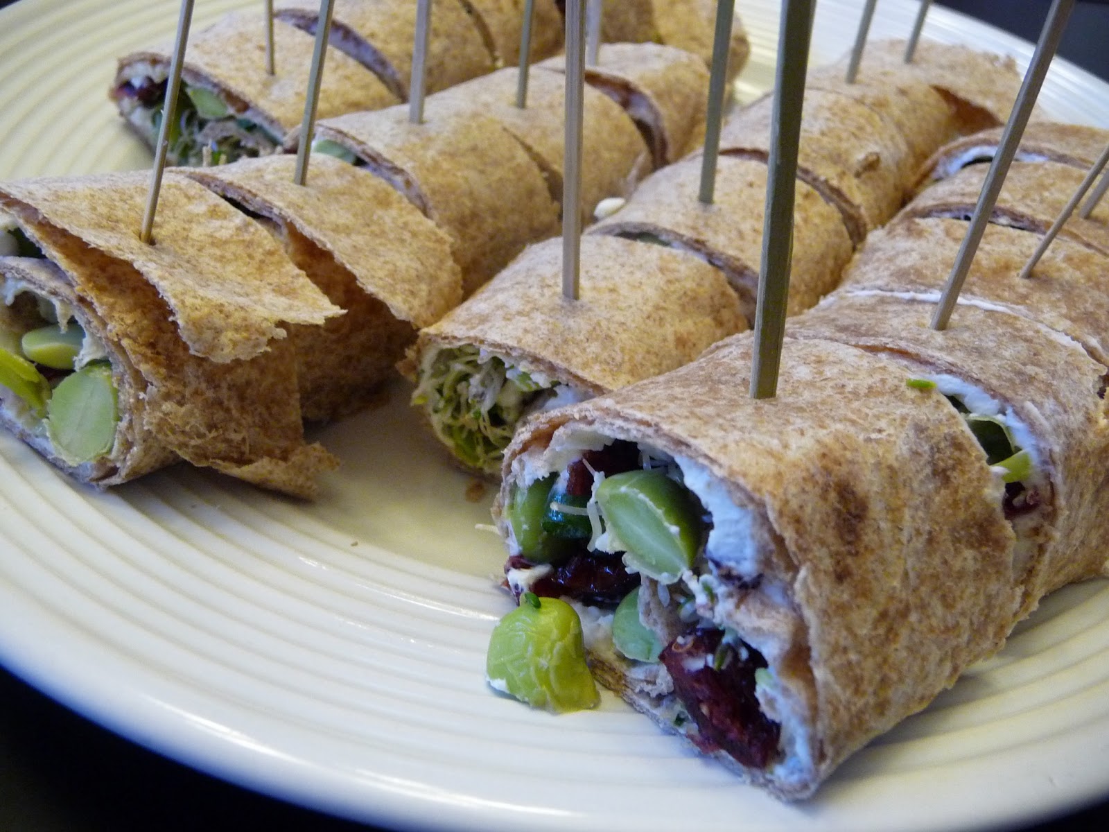 Food, Folks, and Fun!: Edamame, Cranberry & Sprouts Pinwheel Wraps