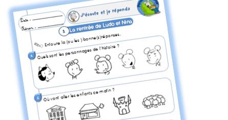 En classe avec Ludo: fiches de compréhension orale