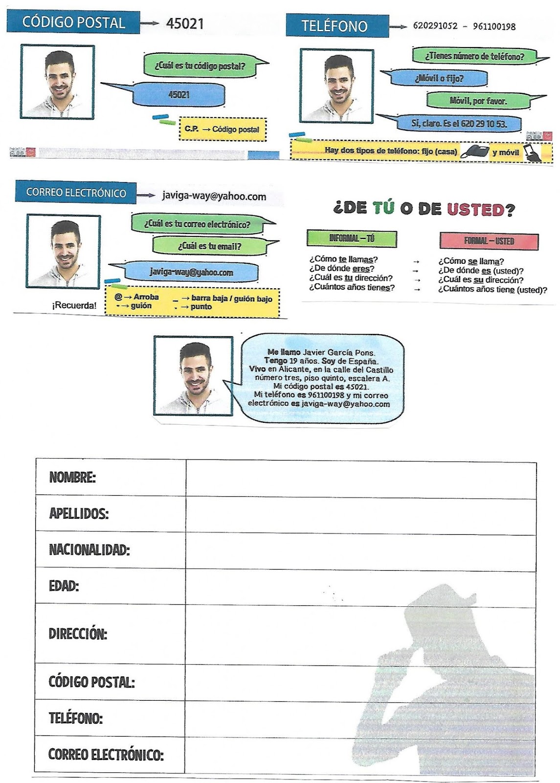 MUNDOHISPANICO2 : DAR Y PEDIR INFORMACIÓN PERSONAL EN ESPAÑOL ...