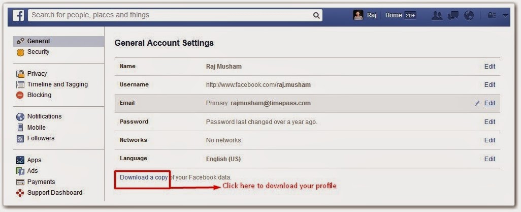 How to download your complete Facebook Timeline information | naveengfx