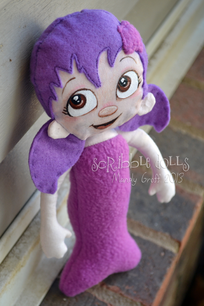 Scribble Dolls: Oona, a Bubble Guppy inspired doll...and my own domain ...