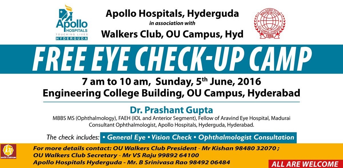 Free Eye Check-up at camp at OU on Sunday
