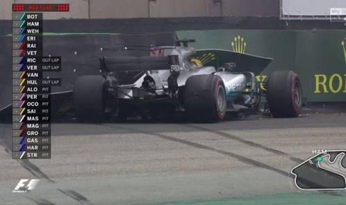 MAX SPORTS: F1: LEWIS HAMILTON CRASHES IN Q1 AS HIS REAR TYRES GIVES UP ...