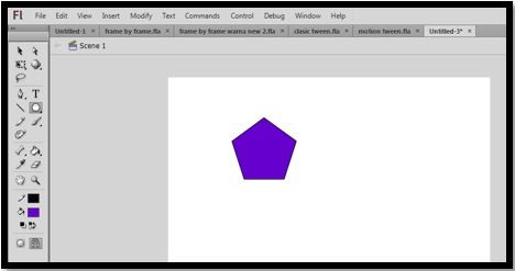 Membuat animasi Shape Tween di Adobe Flash