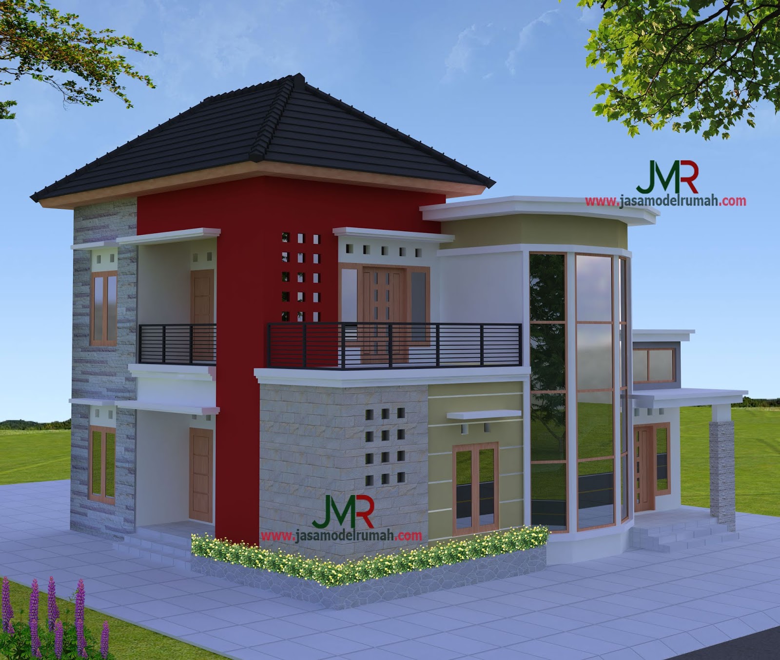 Rumah lantai 2 minimalis elegan - www.jasamodelrumah.com
