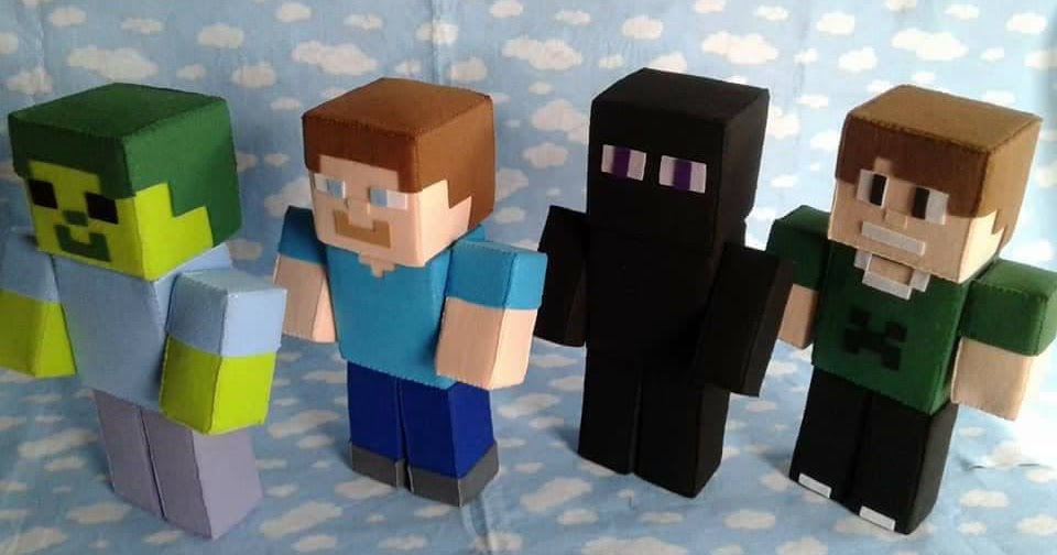 Minecraft em Feltro com Molde de Todos da Turma - Molde para Artesanato ...