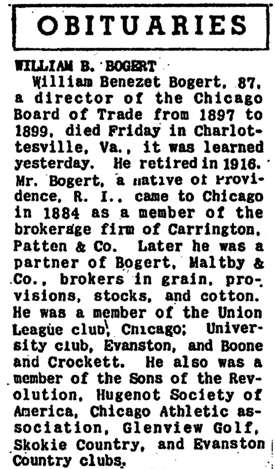 Under Every Stone: ACROSS THE MILES - William Benezet Bogert