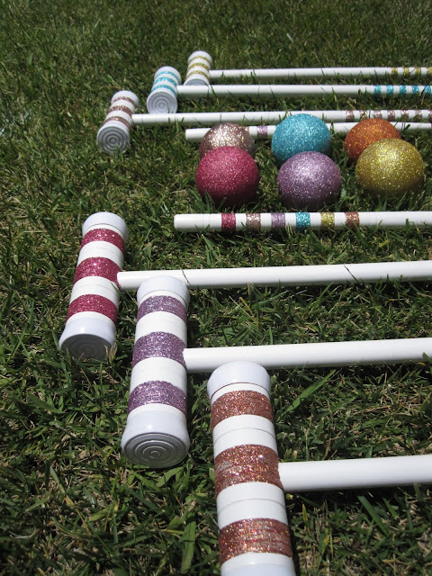 mintagehome: Craft 52 week 19: Glittered Croquet Set