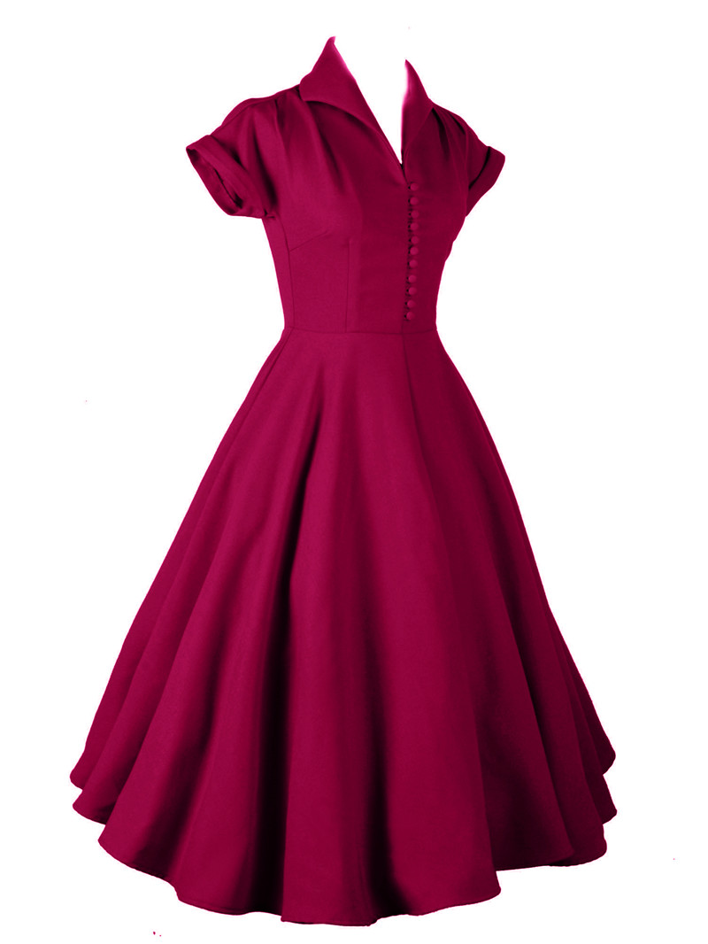 57cherry: Beautiful Classic Retro Dress in Vivid Wine color