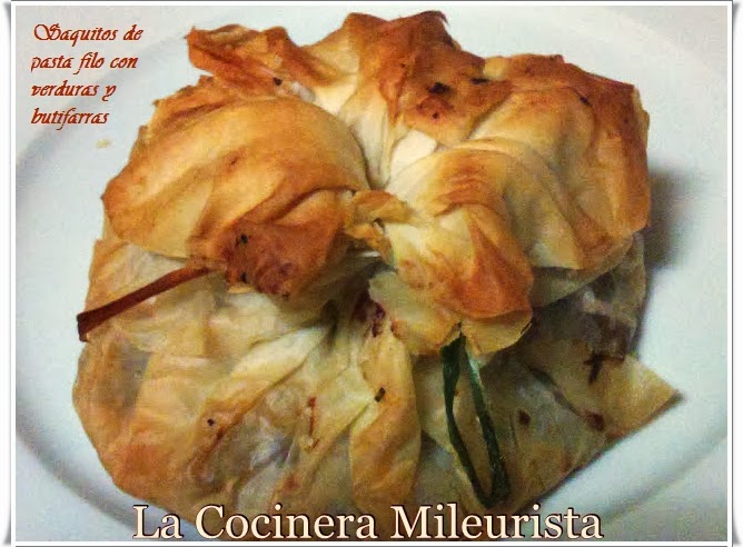 La Cocinera Mileurista: Saquitos de pasta Filo con Verduras y Butifarras