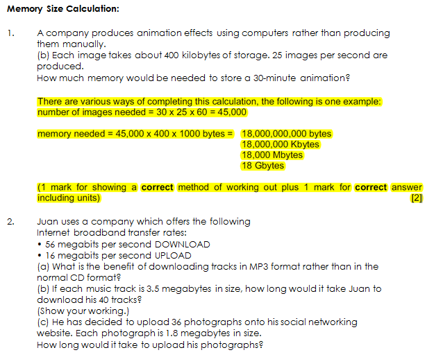 ICT Corner: ICT-Memory size calculation