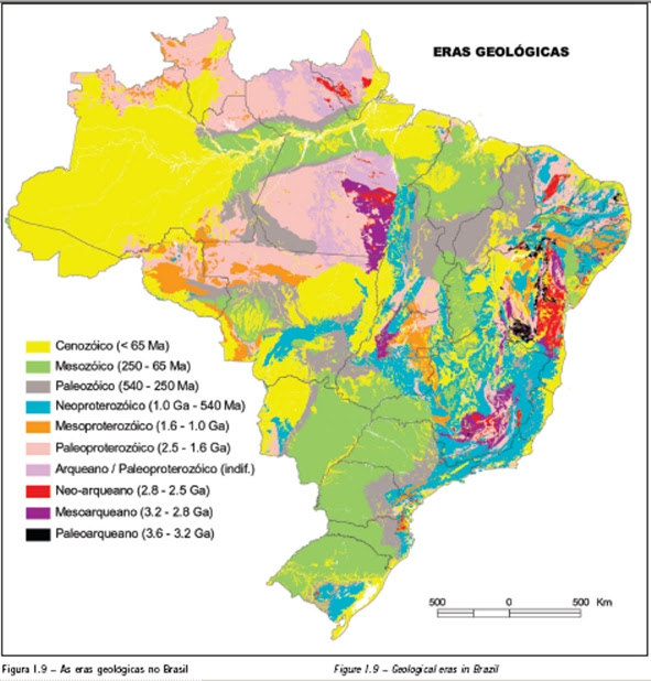 Blog de Geografia: Mapa - As Eras Geológicas no Brasil