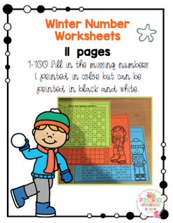 Winter Number Worksheets 1-100 Fill in Missing Numbers ~ Preschool ...