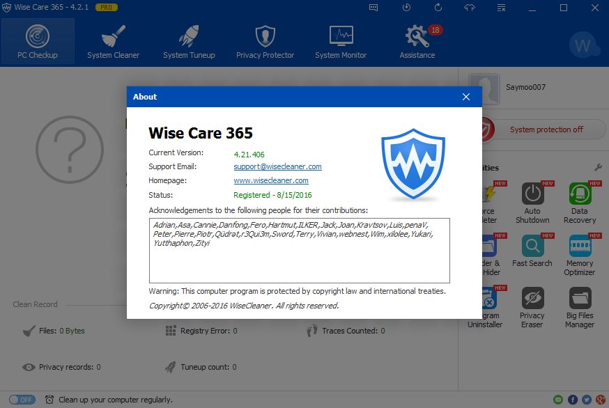 Saymoo007: Wise Care 365 PRO 4.91.472 + Serial Key [Latest]