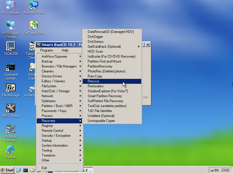 RECUPERACIÓN DE ARCHIVOS CON HIREN’S BOOT CD