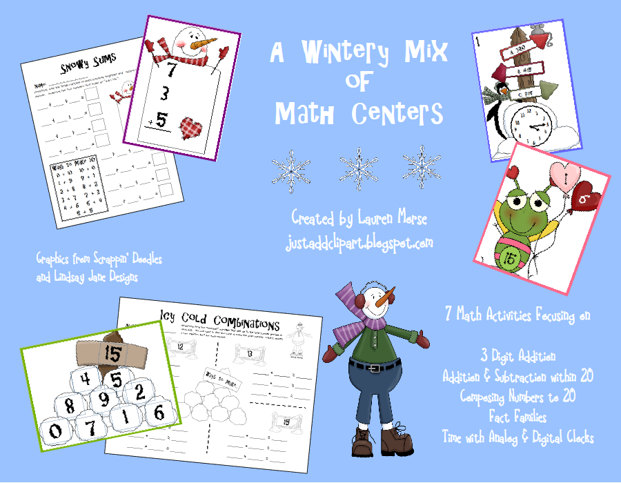 Just Add Clipart: Winter Math Centers and a Freebie