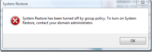How To Enable System Restore If Disabled By Group Policy Or System
