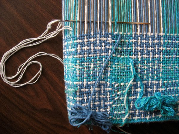Ruth's weaving projects: Turquoise hand bag - part 2