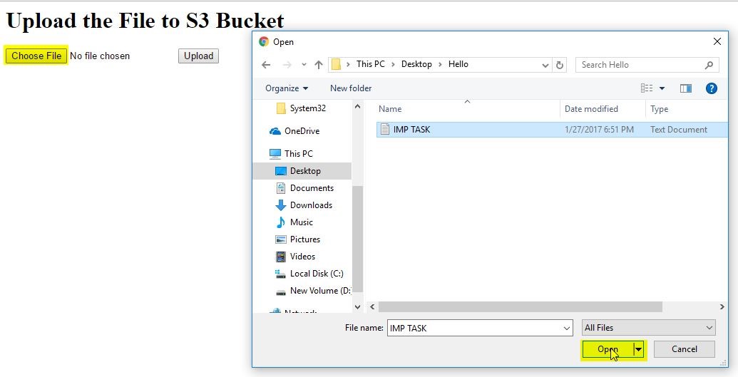 AWS S3: UPLOADING FILES TO AWS S3 BUCKET USING HTML FORM UPLOAD AWS S3: UPLOADING FILES TO AWS S3 BUCKET USING HTML FORM UPLOAD