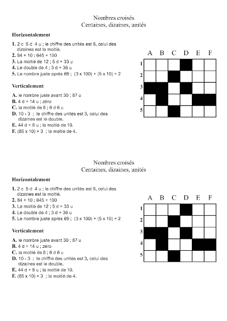 Segpa Renan : le blog: Nombres croisés 1