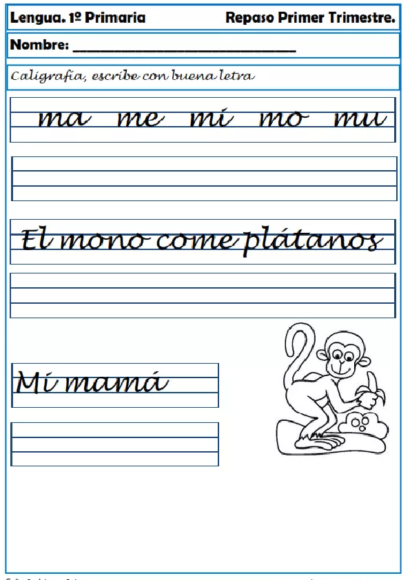 ERIKA ROJAS PORTILLA: TALLER DE CALIGRAFÍA PARA PRIMERO DE PRIMARIA