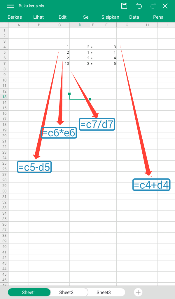 Belajar rumus dasar excel perkalian, pembagian, pengurangan, penambahan ...