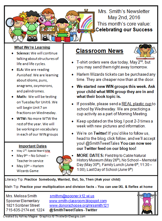 Mrs. Smith's classroom blog: This Week's Newsletter