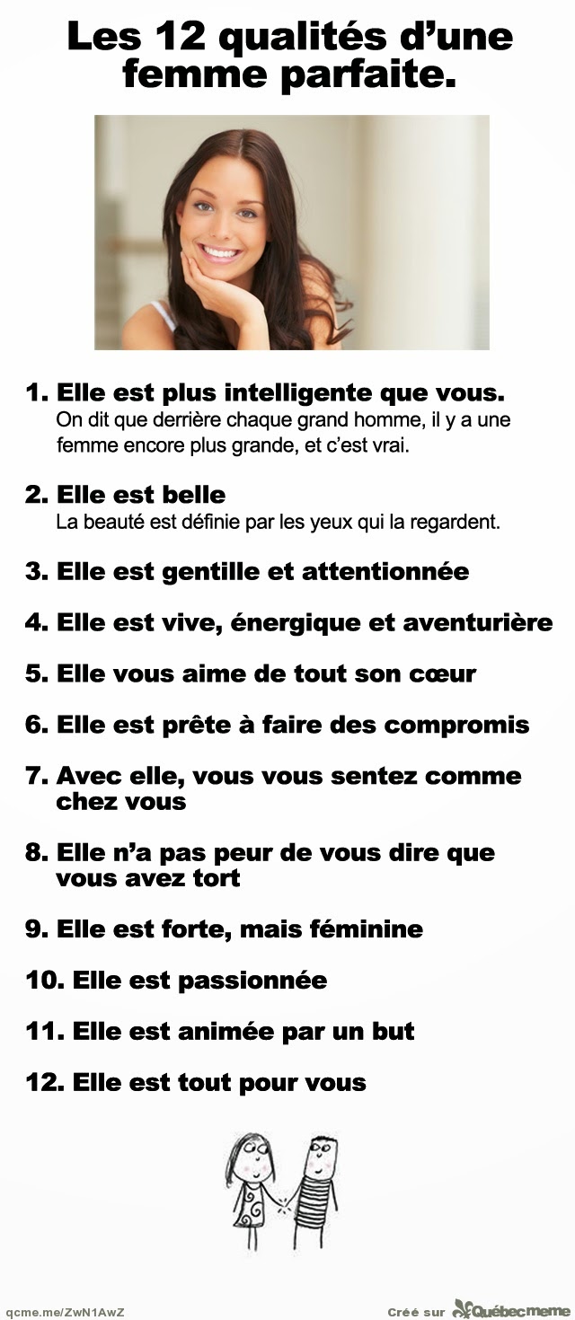 Photo MDR: LES 12 QUALITÉS DUNE FEMME PARFAITE..