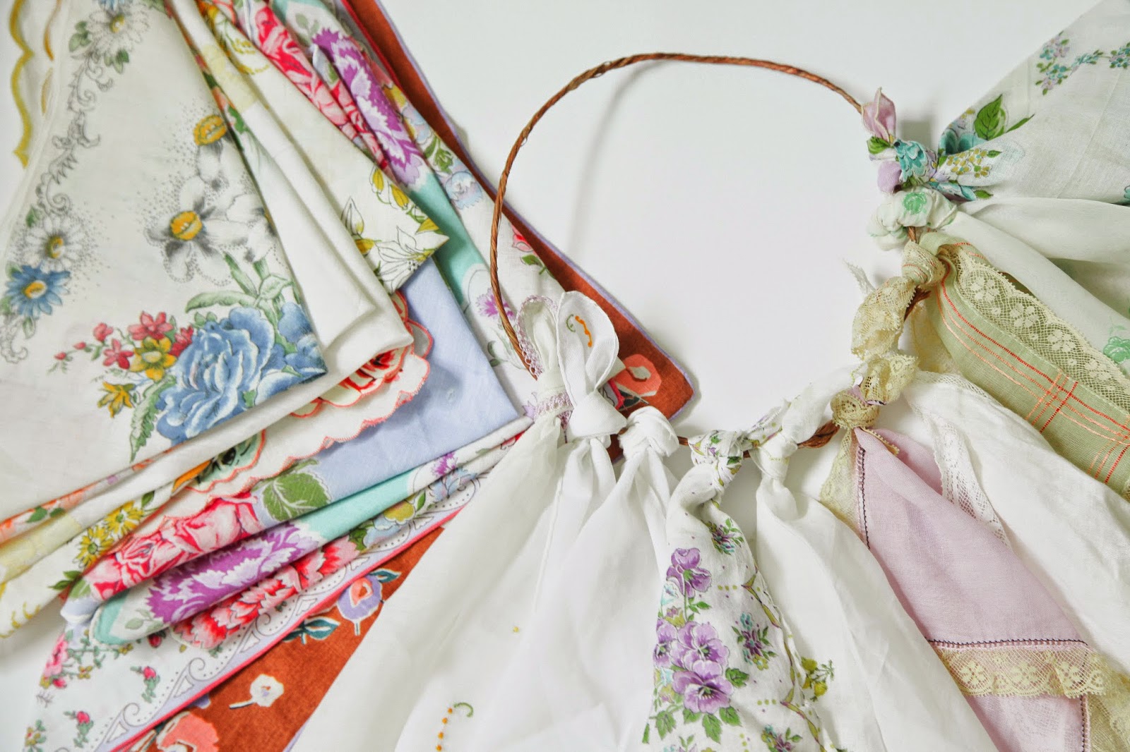 { DIY } vintage handkerchief baby mobile