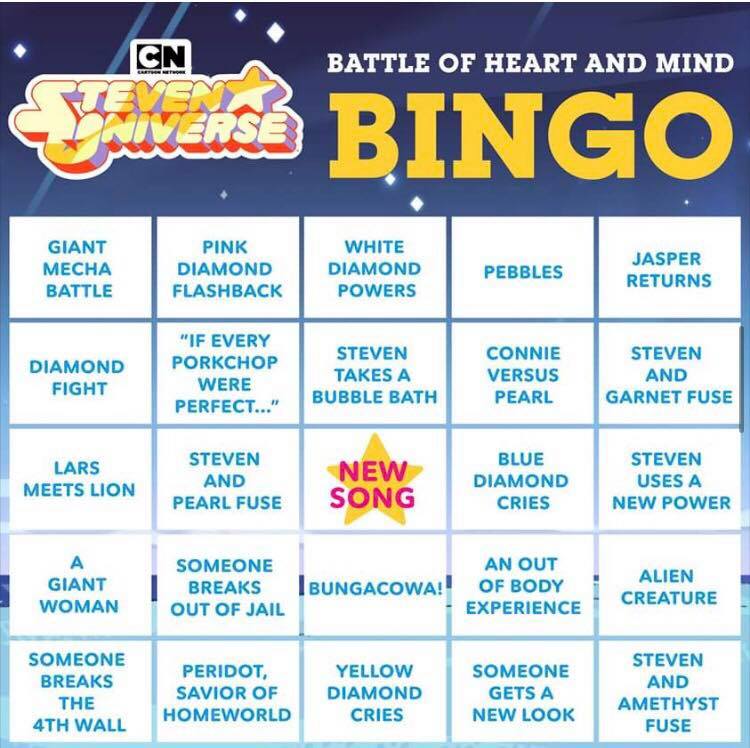 Beach City Bugle: Cartoon Network unveils Bingo Card for "Battle of ...