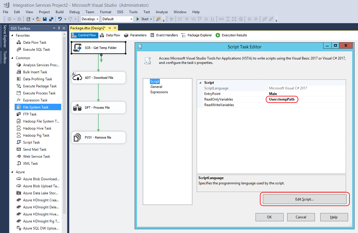 Microsoft Sql Server Integration Services Azure Blob Source ≠ Flat File Source