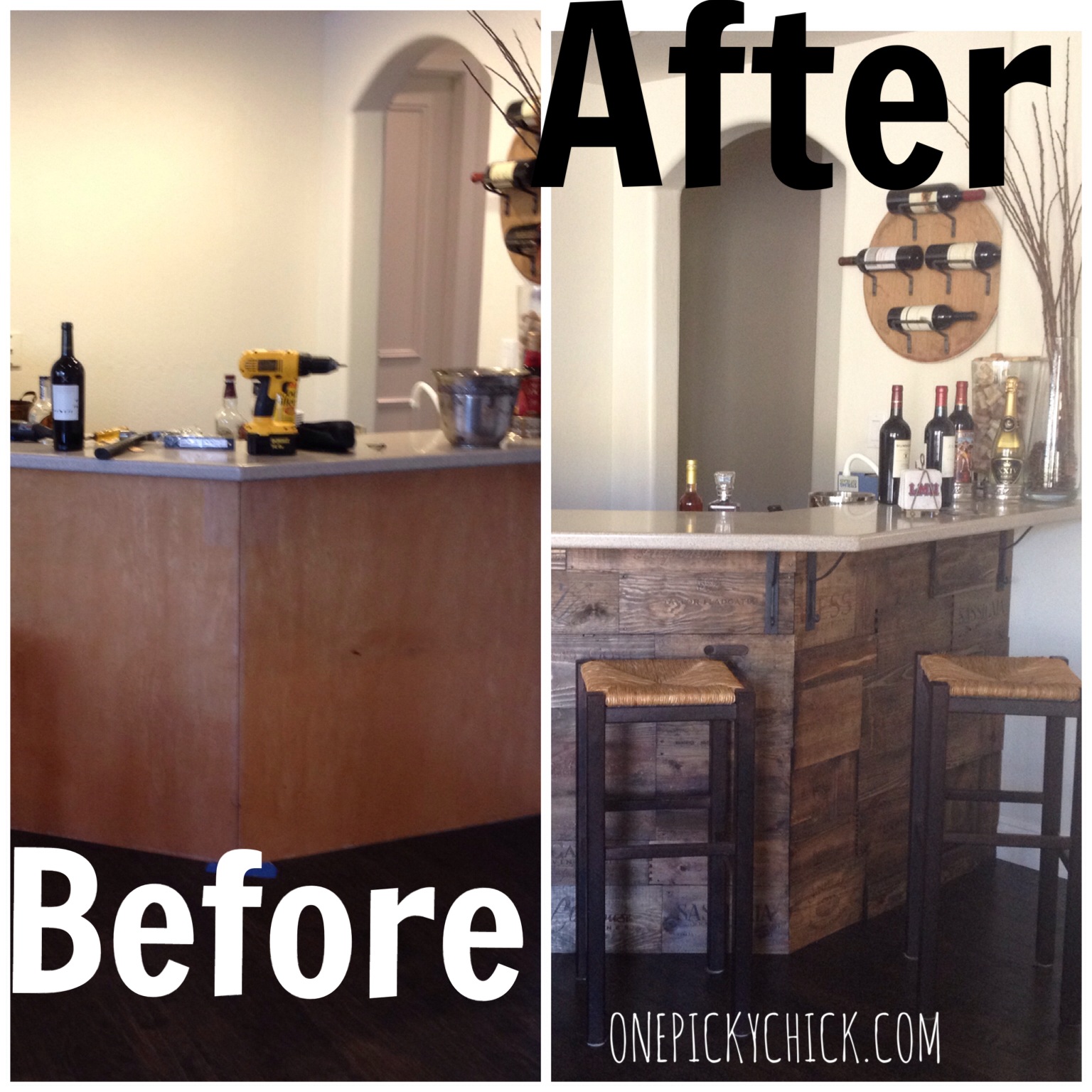 DIY Wine Box Bar Front | One Picky Chick