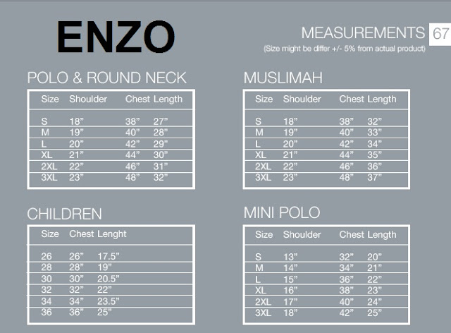 ESZEE SPORT: SIZE CHART (ORENSPORT , ENZO & MR2)