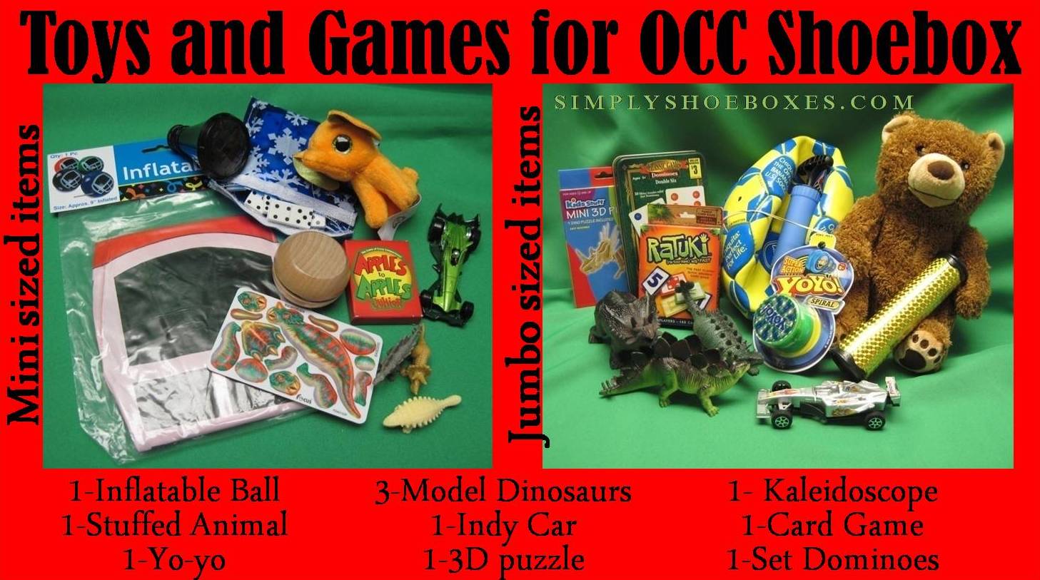 Simply Shoeboxes: Size of OCC Shoebox Items