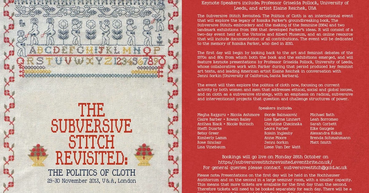 Betty's Revenge: THE SUBVERSIVE STITCH REVISITED: THE POLITICS OF CLOTH
