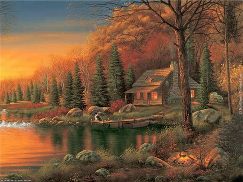 Historia y evolución de la pintura artística : Paisajes con cabañas y ...