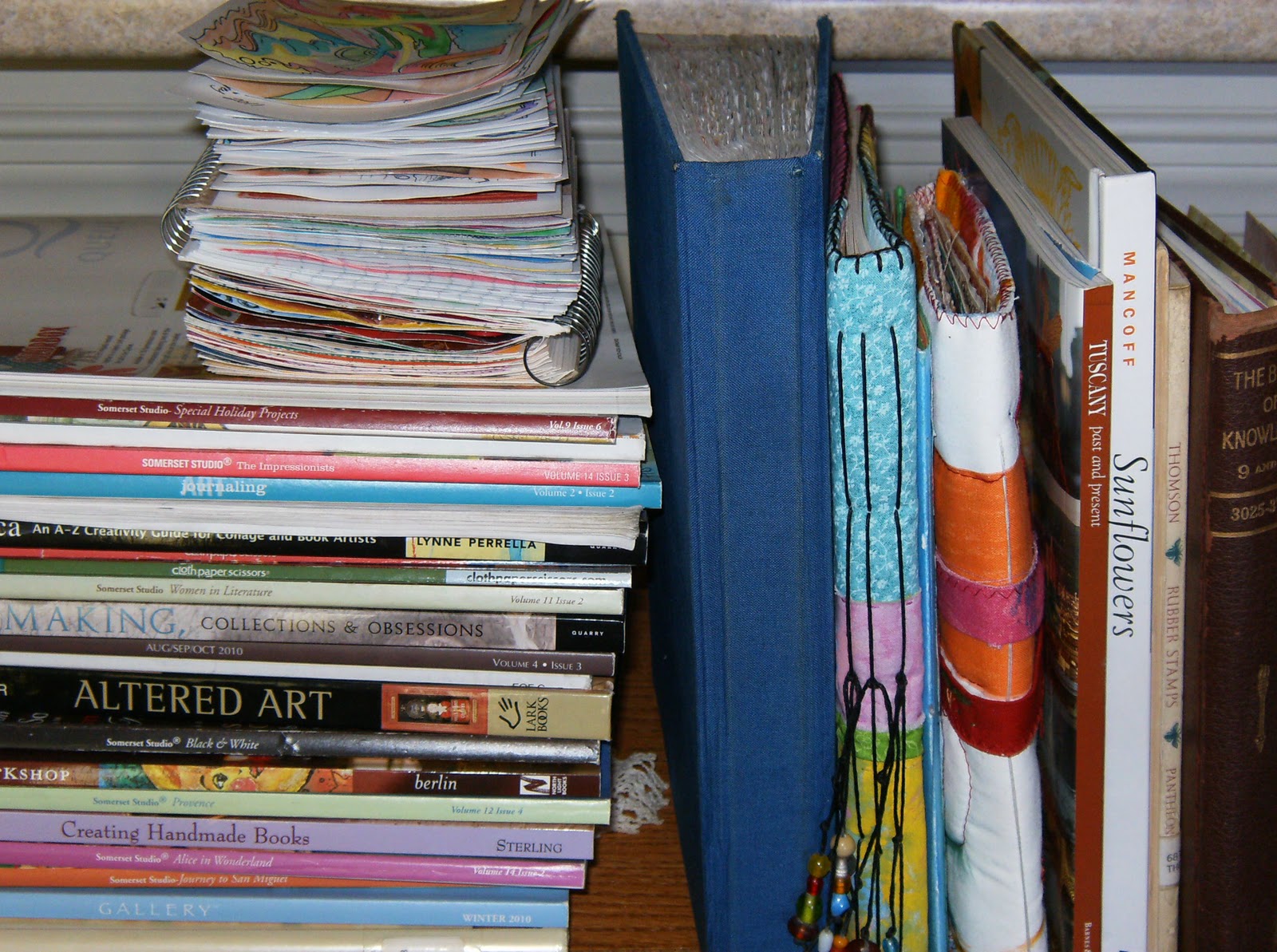 Art Beneath the Cottonwoods: Stacks of Art Journals and Books